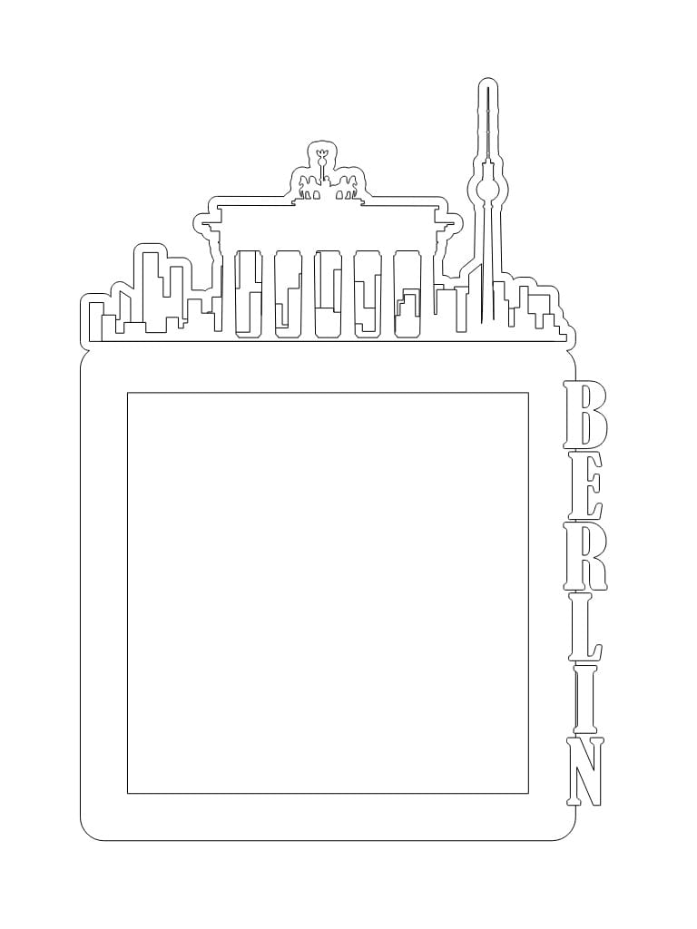 Berlin Wooden Photo Frame Laser Cut Brandenburg Gate and TV Tower ...