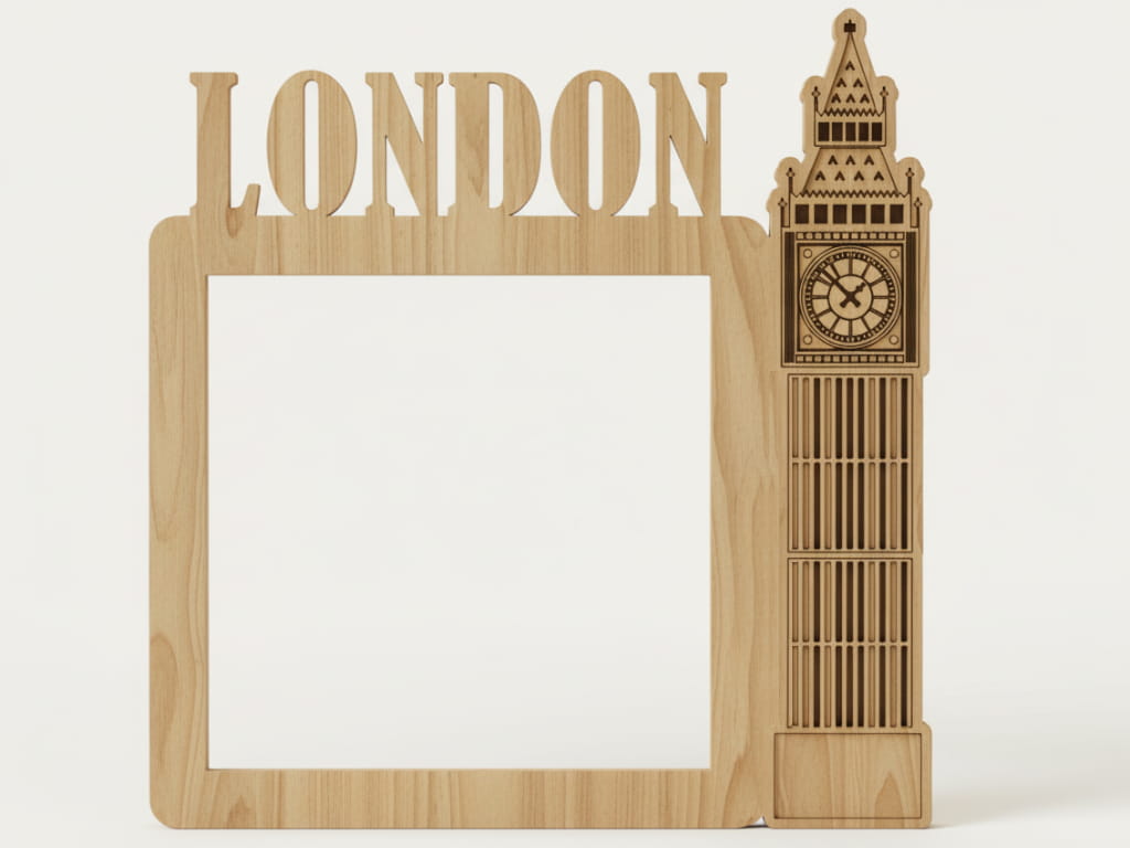 London Wooden Photo Frame Laser Cut Big Ben Design CDR DXF File Free ...