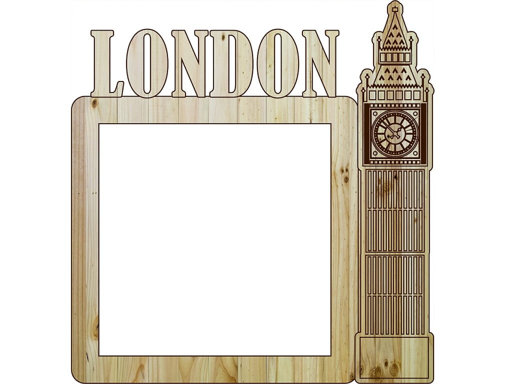 London Wooden Photo Frame Laser Cut Big Ben Design CDR DXF File Free ...