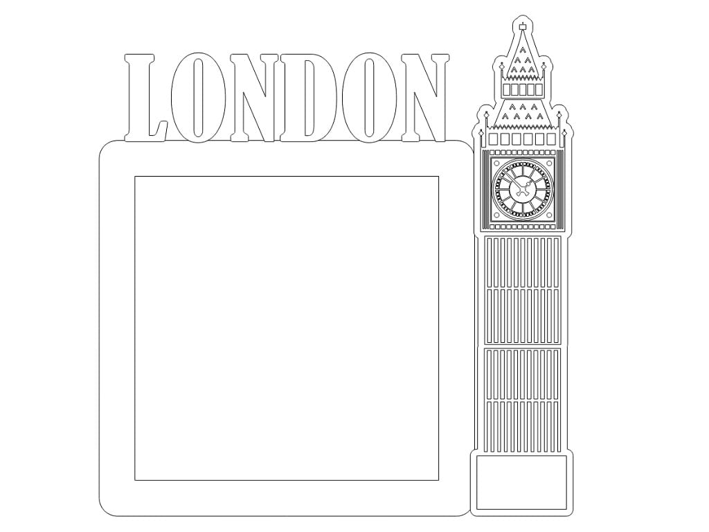 London Wooden Photo Frame Laser Cut Big Ben Design CDR DXF File Free ...