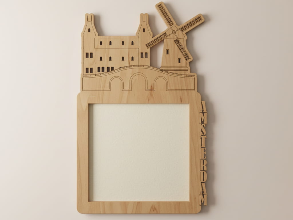 Amsterdam Photo Frame Laser Cut Canal Houses and Windmill Design CDR ...
