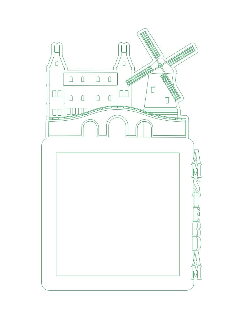 Amsterdam Photo Frame Laser Cut Canal Houses and Windmill Design CDR ...