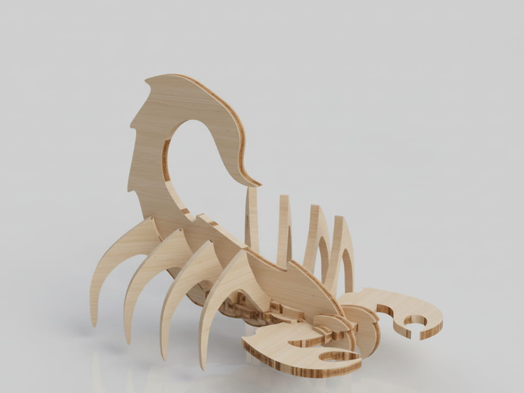 3D Wooden Scorpion Puzzle Laser Cut Assembly Model Kit DXF File Free ...