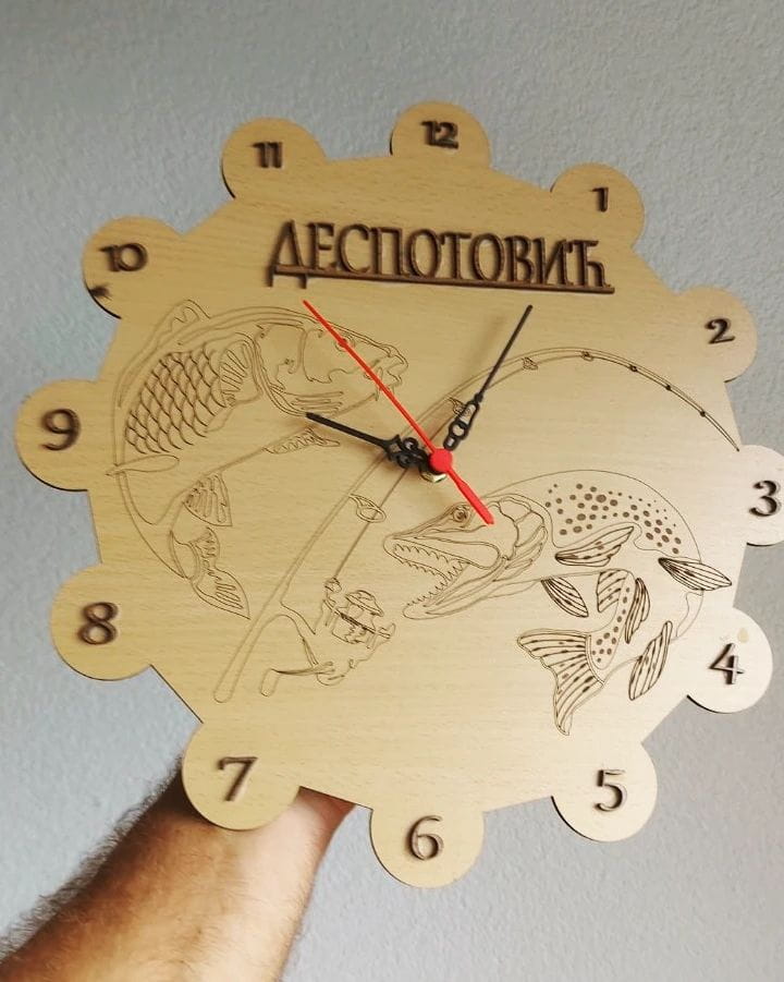 Fishing Wall Clock Laser Cut Personalized Fish Design CDR SVG File Free ...