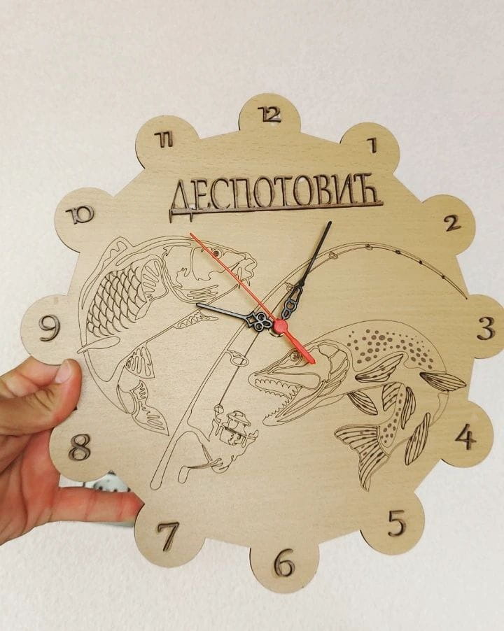 Fishing Wall Clock Laser Cut Personalized Fish Design CDR SVG File Free ...