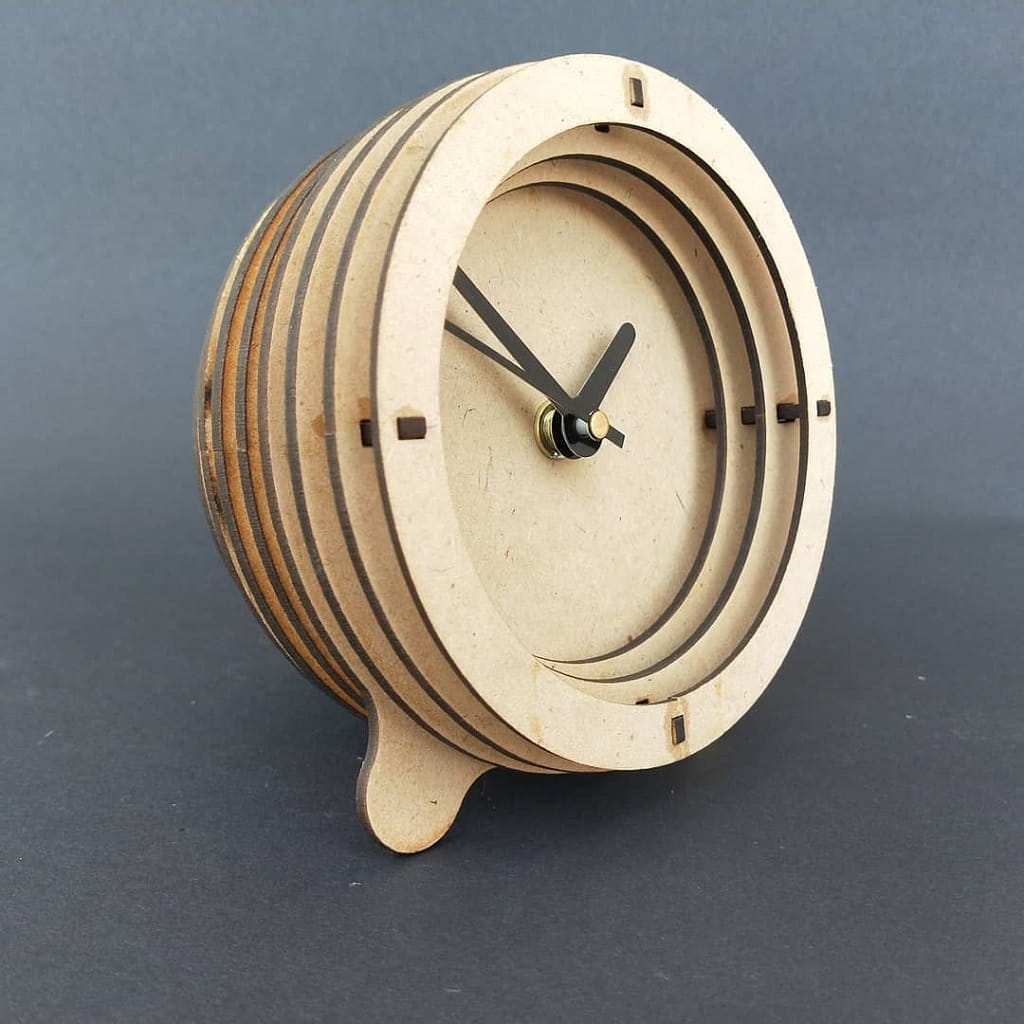 Wooden Table Clock Laser Cut Minimalist Layered Design DXF File Free ...