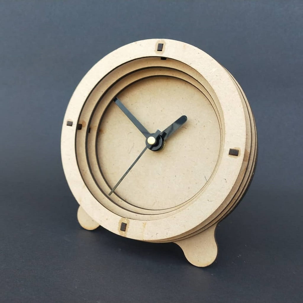 Wooden Table Clock Laser Cut Minimalist Layered Design DXF File Free ...