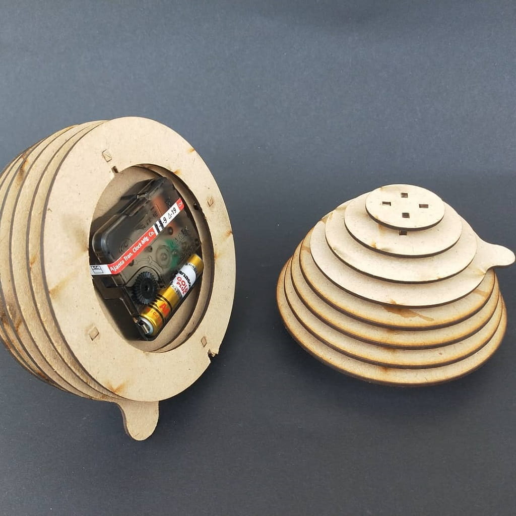 Wooden Table Clock Laser Cut Minimalist Layered Design DXF File Free ...