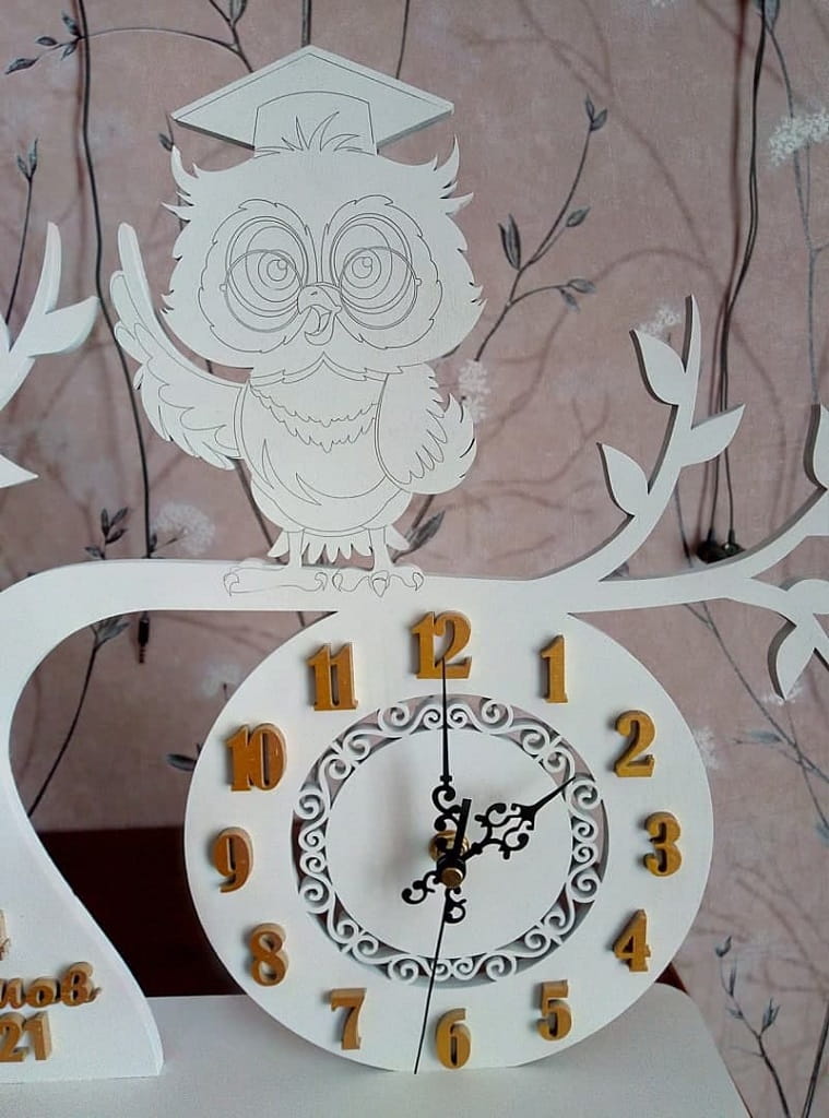 Graduation Owl Tree Clock Laser Cut Personalized Desk Clock Gift DWG ...