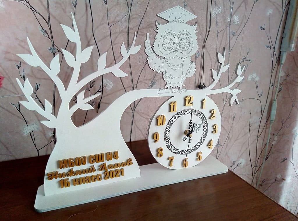 Graduation Owl Tree Clock Laser Cut Personalized Desk Clock Gift DWG ...