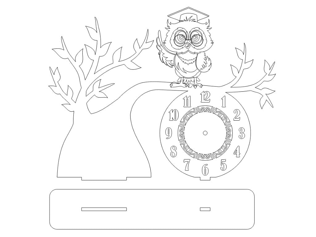 Graduation Owl Tree Clock Laser Cut Personalized Desk Clock Gift DWG ...