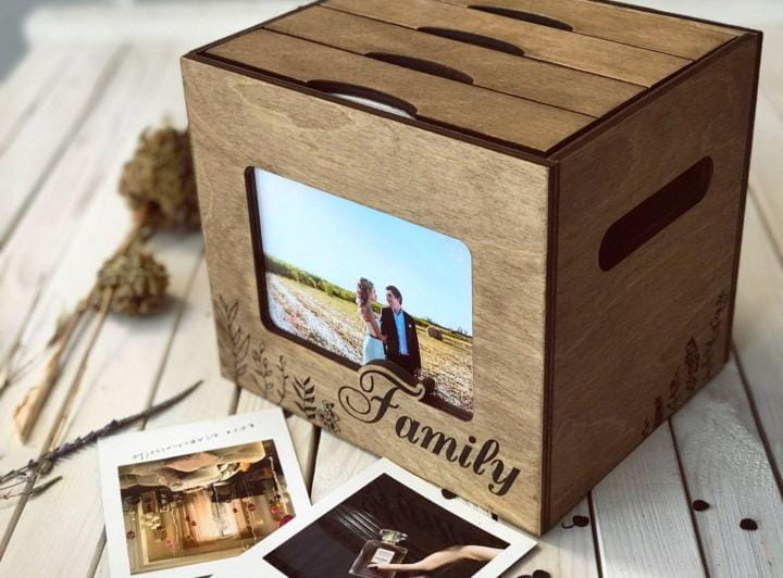 Wooden Photo Storage Box Laser Cut Family Memory Keepsake CDR SVG File ...