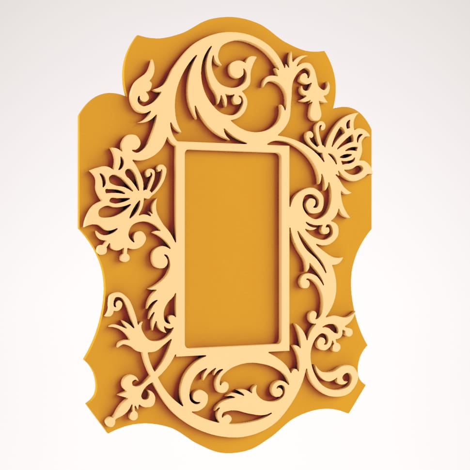 Laser Cut Decorative Floral Mirror and Photo Frame DXF File Free ...