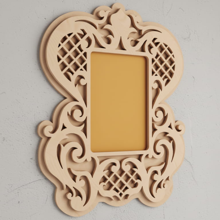 Laser Cut Ornate Mirror and Photo Frame | Decorative Scroll Design DXF ...