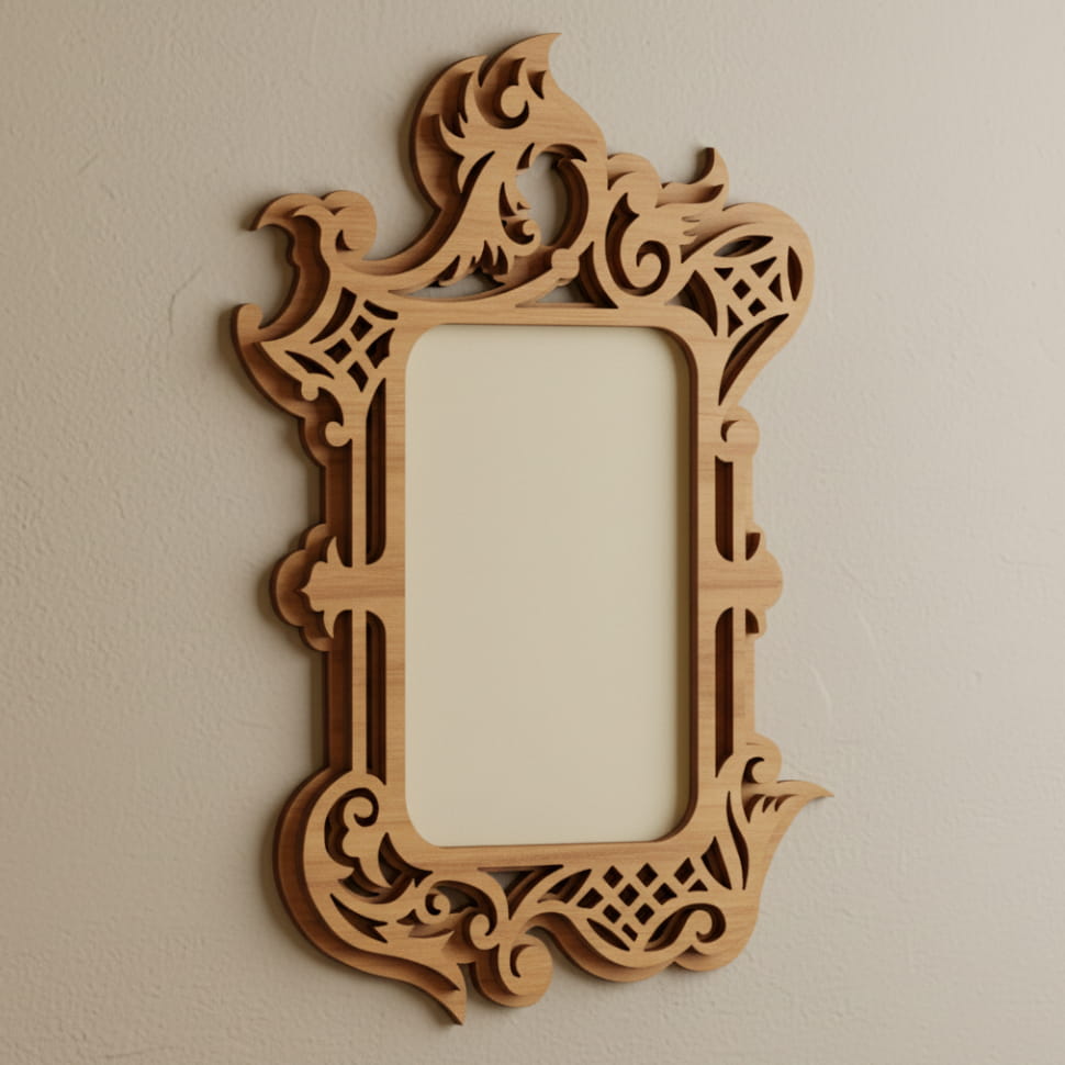 Laser Cut Ornate Photo and Mirror Frame | Antique Scroll Design DXF ...