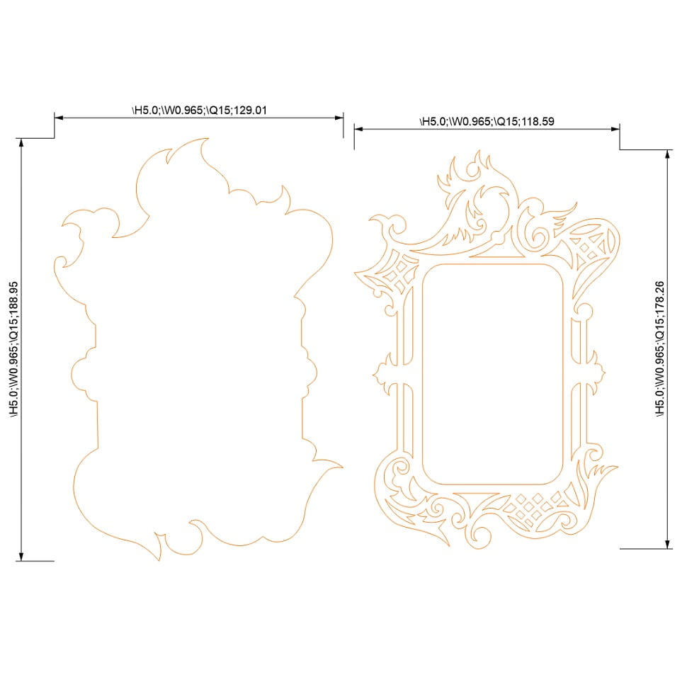 Laser Cut Ornate Photo and Mirror Frame | Antique Scroll Design DXF ...