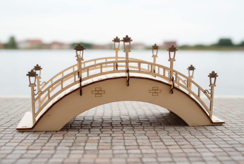 Laser Cut Arched Bridge 3D Wood Model Construction Kit DXF File Free ...
