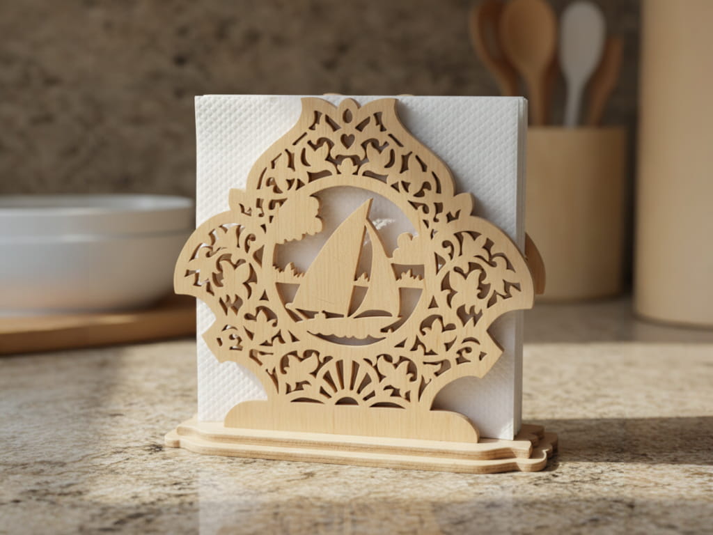 Laser Cut Wooden Sailboat Napkin Holder for Nautical Table Decor CDR ...