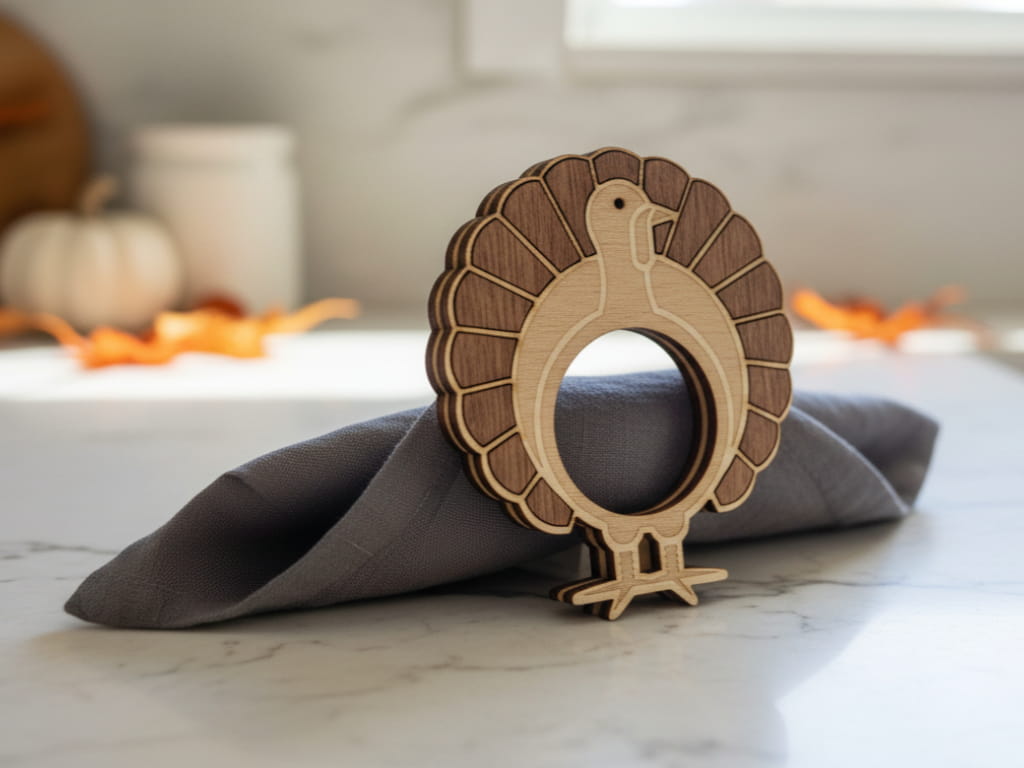 Laser Cut Thanksgiving Turkey Napkin Ring CDR SVG File Free Download ...
