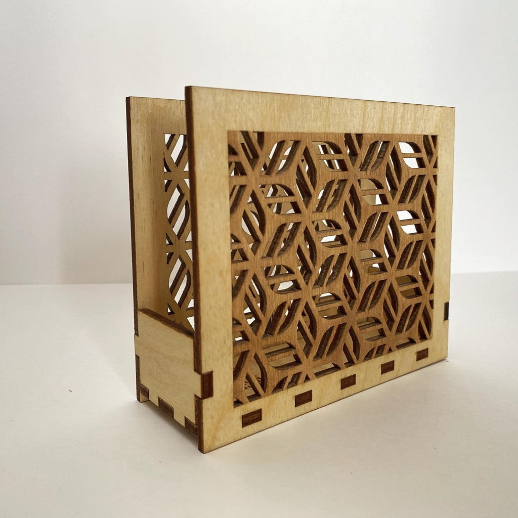 Laser Cut Plywood Napkin Holder with Geometric Pattern AI DXF SVG File ...