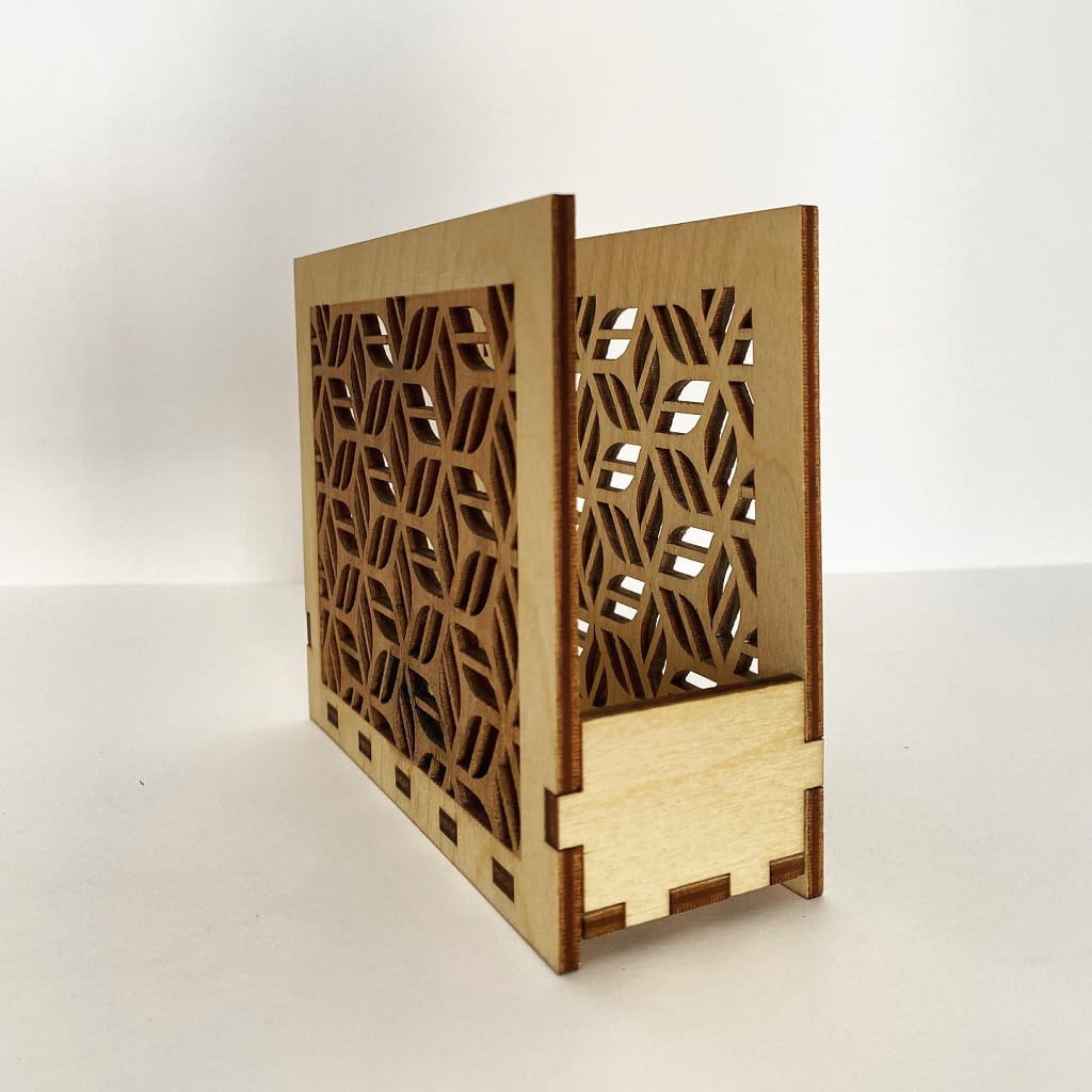 Laser Cut Plywood Napkin Holder with Geometric Pattern AI DXF SVG File ...