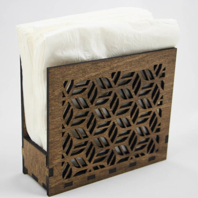 Laser Cut Plywood Napkin Holder with Geometric Pattern AI DXF SVG File ...