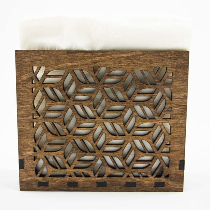 Laser Cut Plywood Napkin Holder with Geometric Pattern AI DXF SVG File ...
