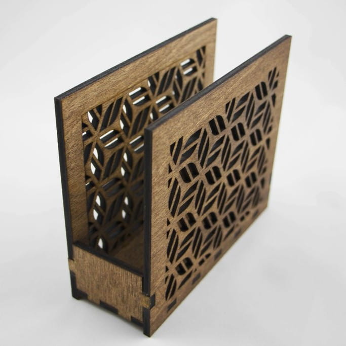 Laser Cut Plywood Napkin Holder with Geometric Pattern AI DXF SVG File ...