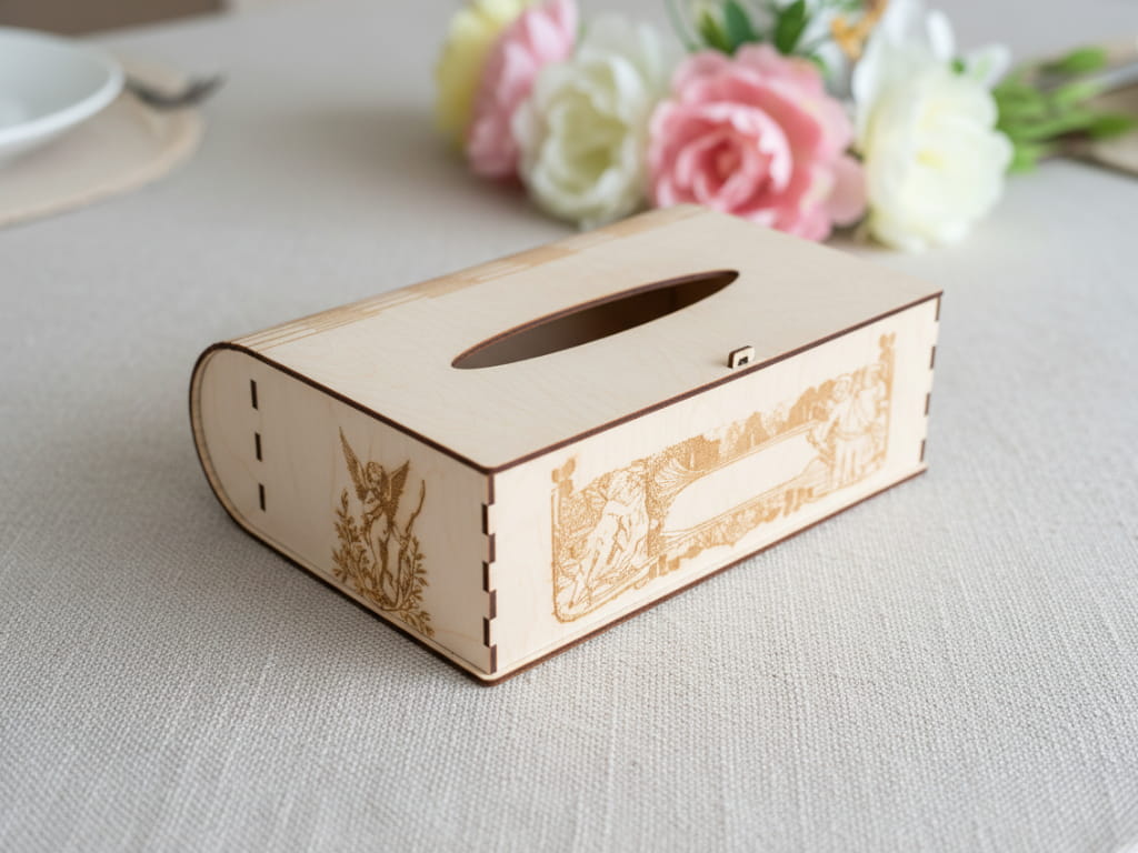 Laser Cut Living Hinge Tissue Box for Home Decor CDR File Free Download ...