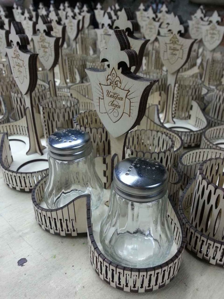 Laser Cut Wooden Salt Pepper and Toothpick Holder Set DXF File Free ...