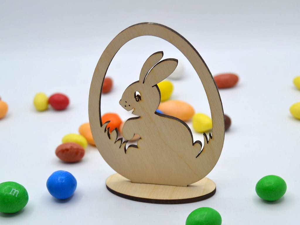 Laser Cut Easter Bunny with Egg Display Stand CDR SVG File Free ...