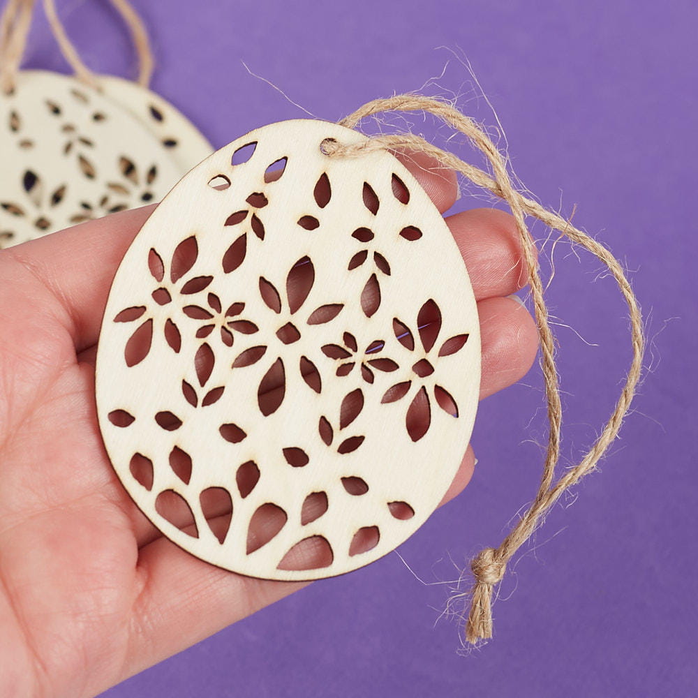 Laser Cut Easter Egg Ornament with Floral Pattern Cutouts CDR SVG File ...