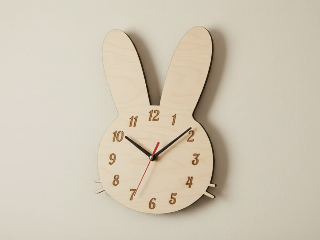 Laser Cut Wooden Bunny Wall Clock CDR SVG File Free Download | Vecty