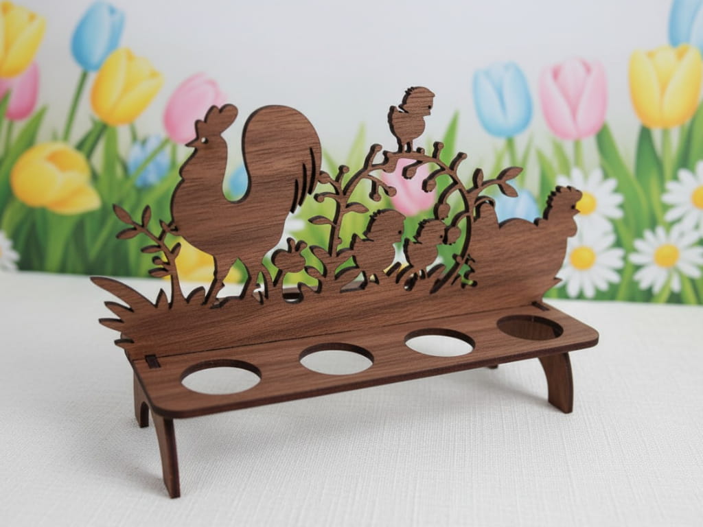 Laser Cut Chicken Easter Egg Holder Tabletop Decor DXF File Free ...