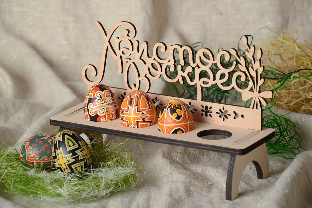 Laser Cut Wooden Easter Display Stand for 4 Eggs CDR SVG File Free ...