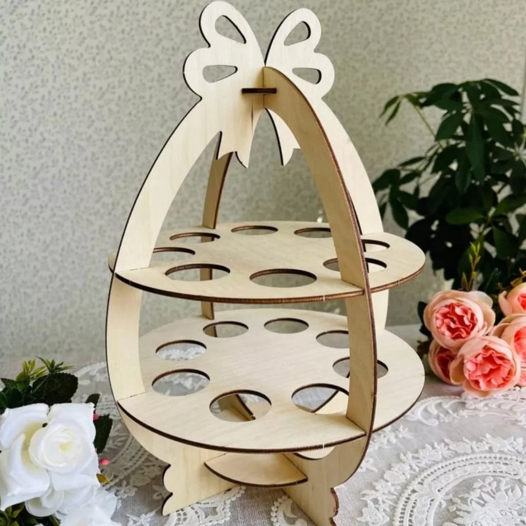 Laser Cut Easter Eggs Stand 2 Tier Rack CDR SVG File Free Download | Vecty