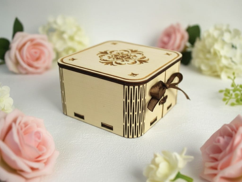 Laser Cut Living Hinge Gift Box with Rounded Corner CDR File Free ...