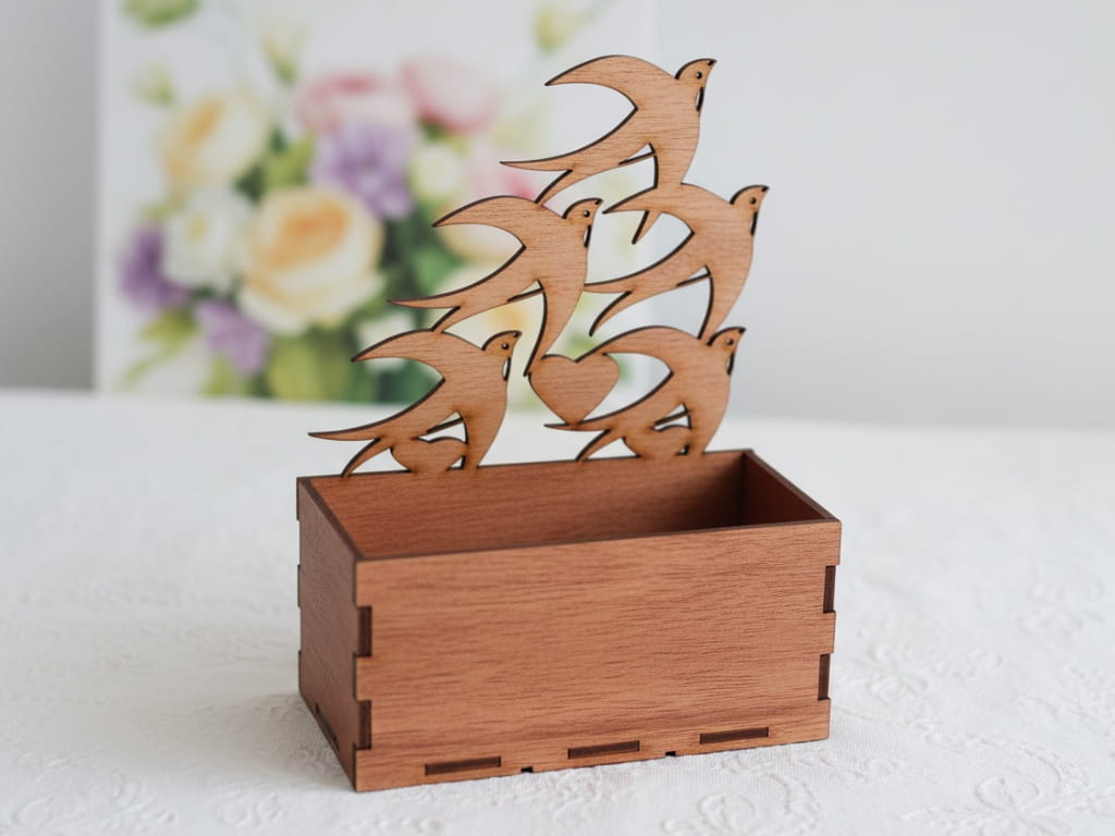 Laser Cut Wooden Love Birds Flower Box CDR SVG File Free Download | Vecty