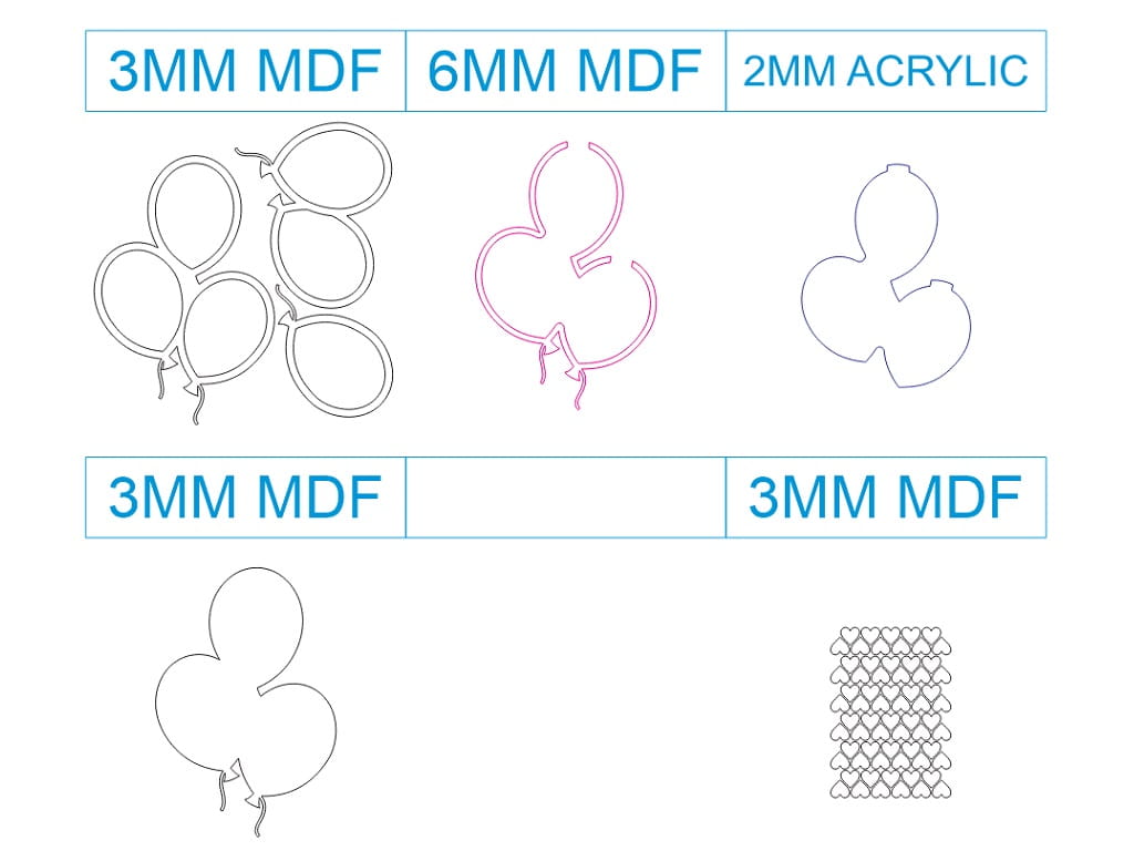 Laser Cut Balloon Shaped Heart Drop Box CDR SVG File Free Download | Vecty