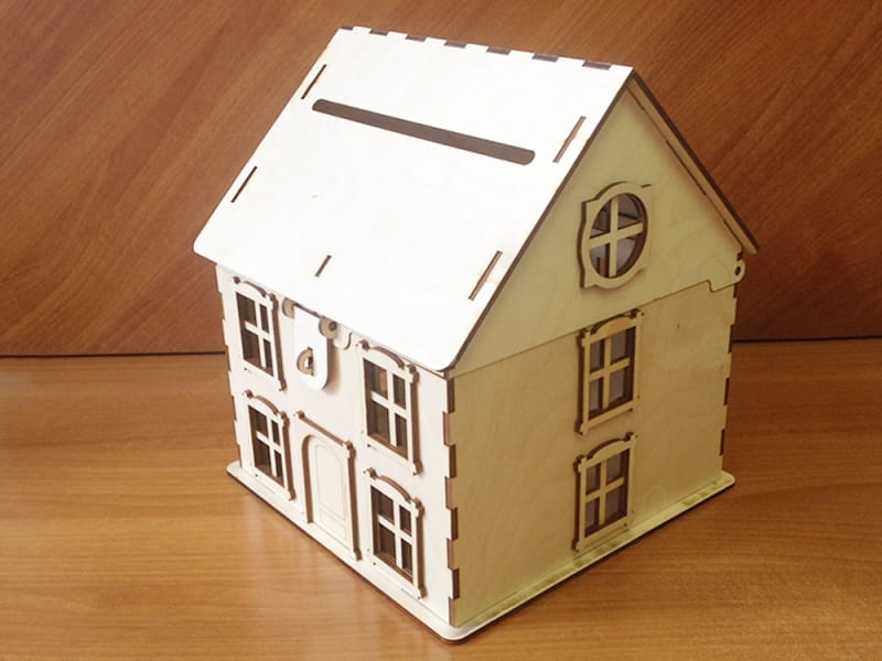 Laser Cut Wooden House Wedding Envelope Box CDR File Free Download | Vecty