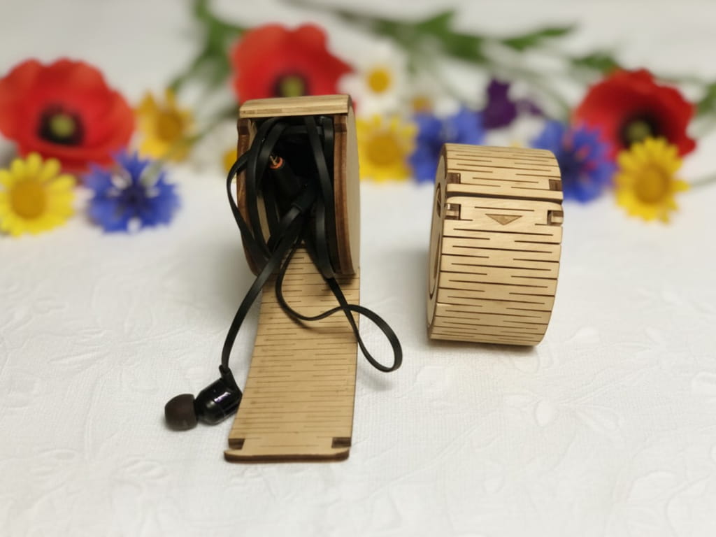 Laser Cut Wooden Earphone Carrying Case Box CDR SVG File Free Download ...