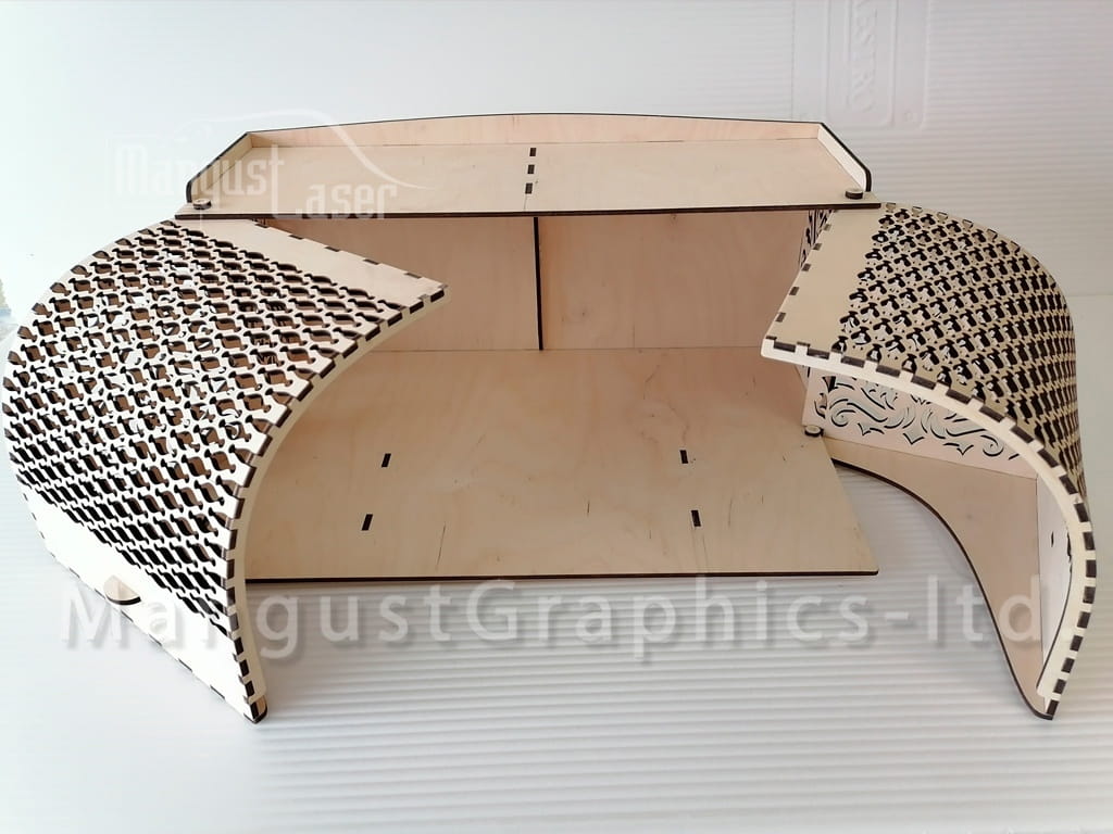 Laser Cut Wooden Bread Box with Curved Lattice Design CDR SVG File Free ...