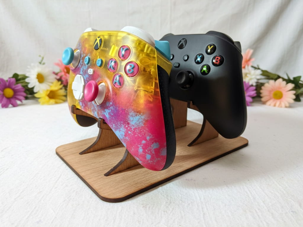 Laser Cut Wooden Double Xbox Controller Stand CDR DXF SVG File Free ...