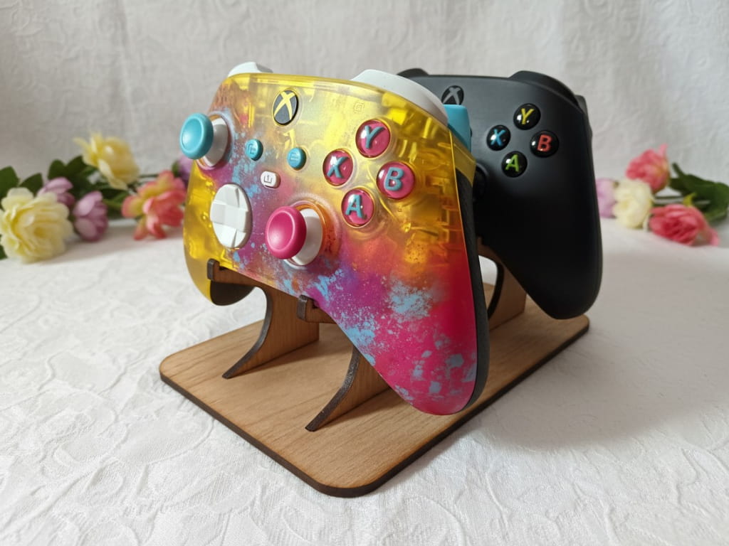 Laser Cut Wooden Double Xbox Controller Stand CDR DXF SVG File Free ...