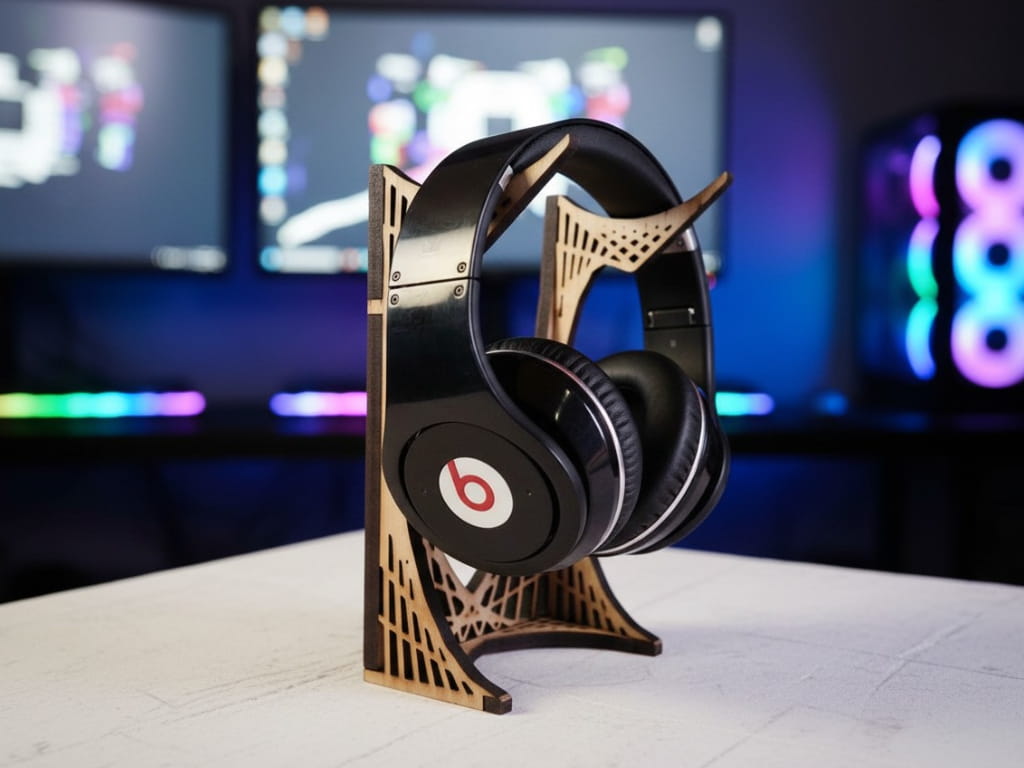 Laser Cut Decorative Wooden Headphone Stand CDR DXF SVG File Free ...