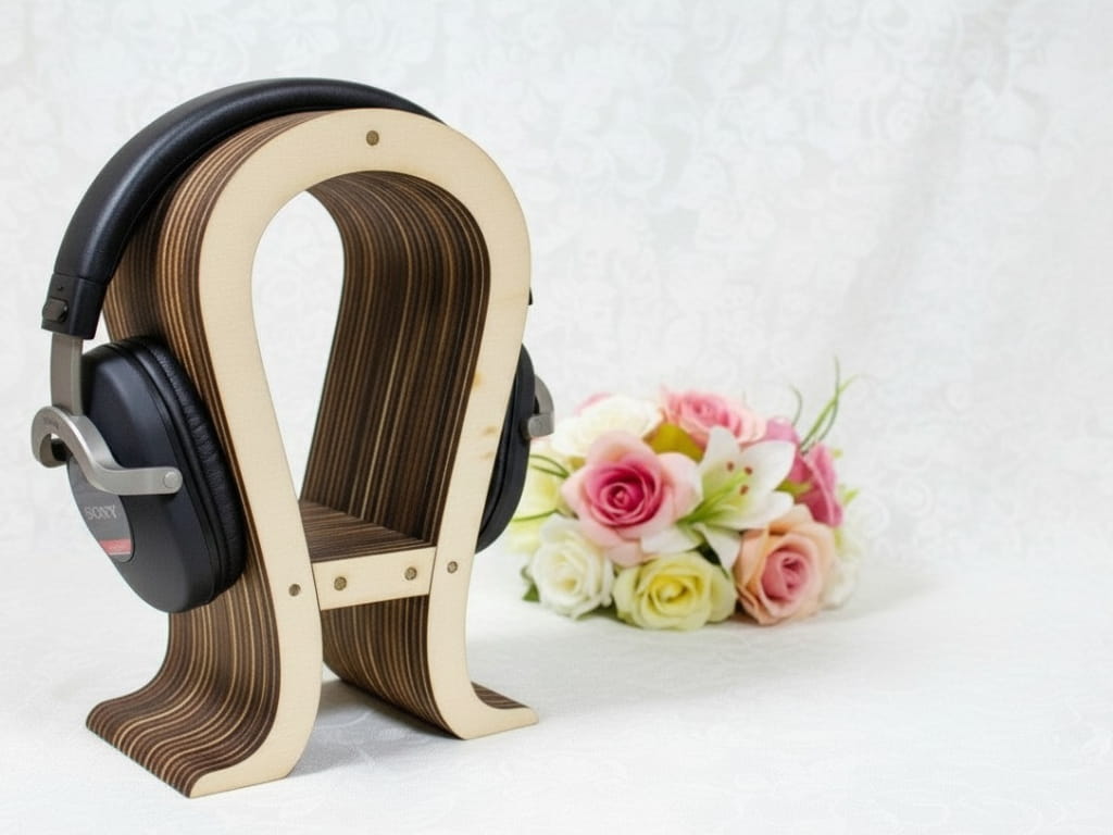 Laser Cut Multilayer Wooden Headphone Stand CDR File Free Download | Vecty