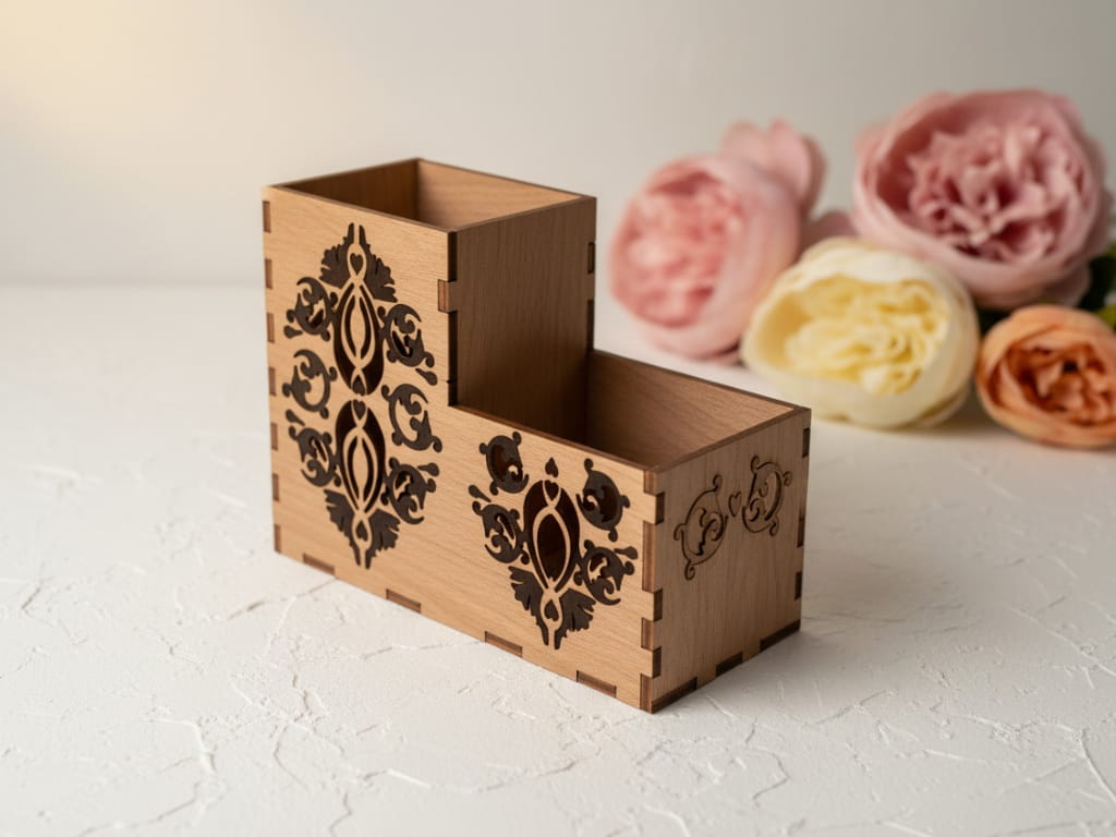 Laser Cut Decorative Desk Organizer for Pens Markers Scissors CDR File ...