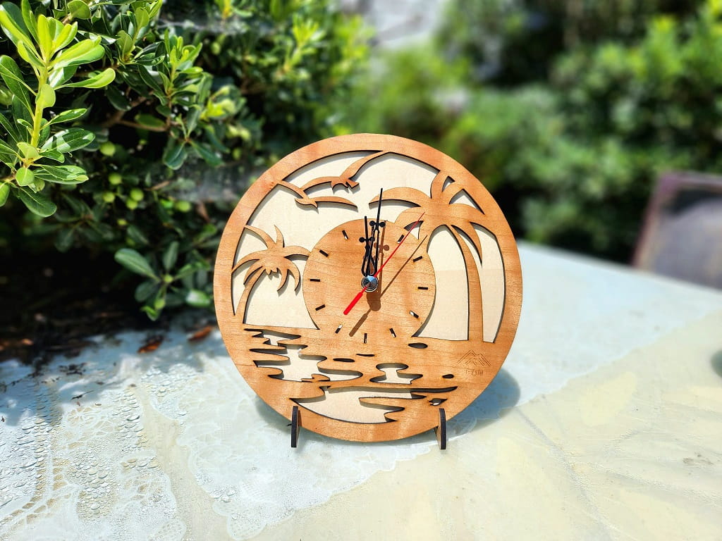 Laser Cut Beach Sunset Scene Wall Clock CDR SVG File Free Download | Vecty