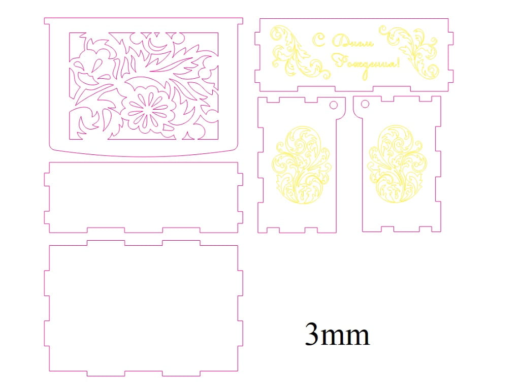 Laser Cut Wooden Gift Box with Floral Lid CDR SVG File Free Download ...