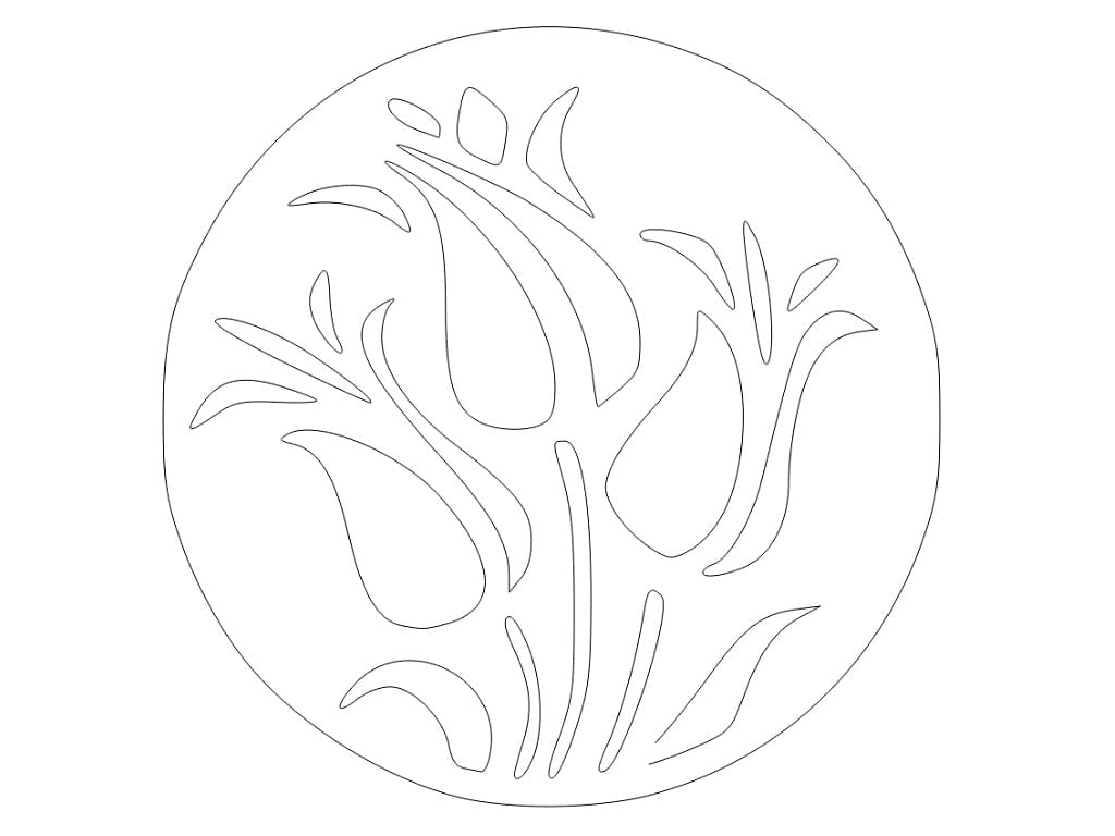Laser Cut Wooden Coaster with Elegant Tulip Design CDR DXF SVG File ...